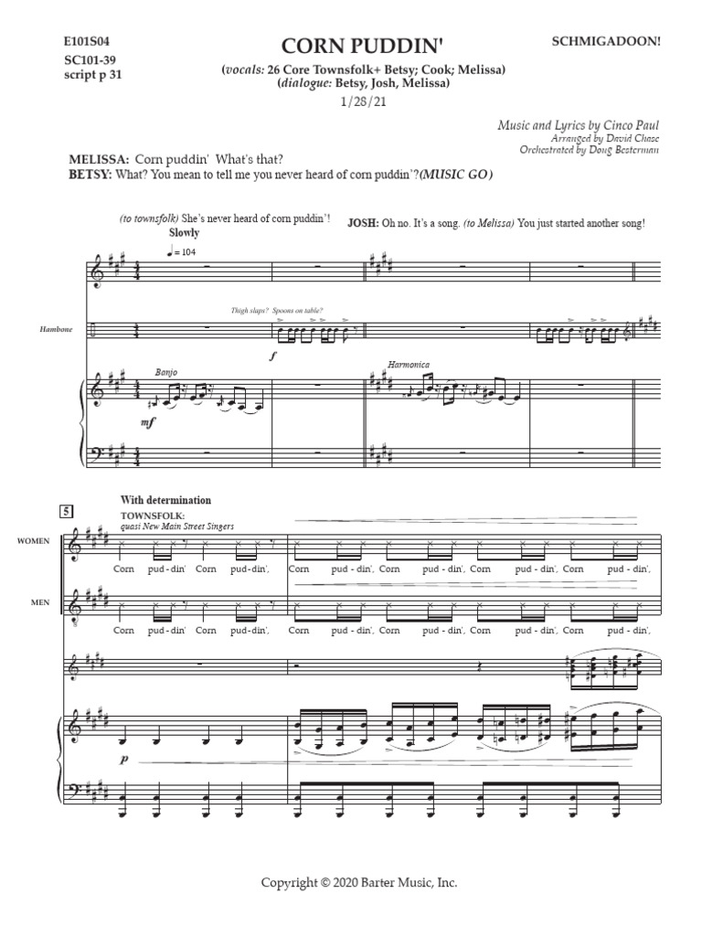 Schmigadoon Corn Puddin Score | PDF