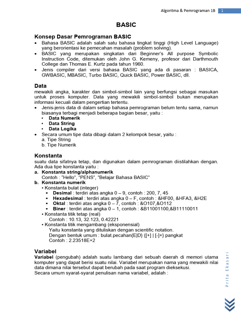 Algoritma and Pemrograman 1B | PDF | Komputer