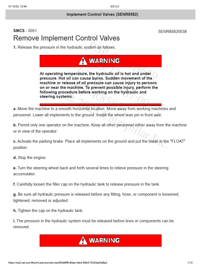 Remove and Assambly Implement Control Valve | PDF | Valve | Vehicles