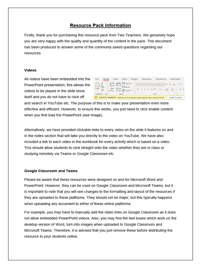 Key Information - Two Teachers Resource Packs | Download Free PDF ...