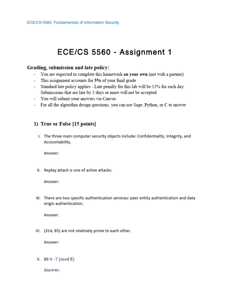 ECE CS Assignment | PDF | Cryptanalysis | Information Security