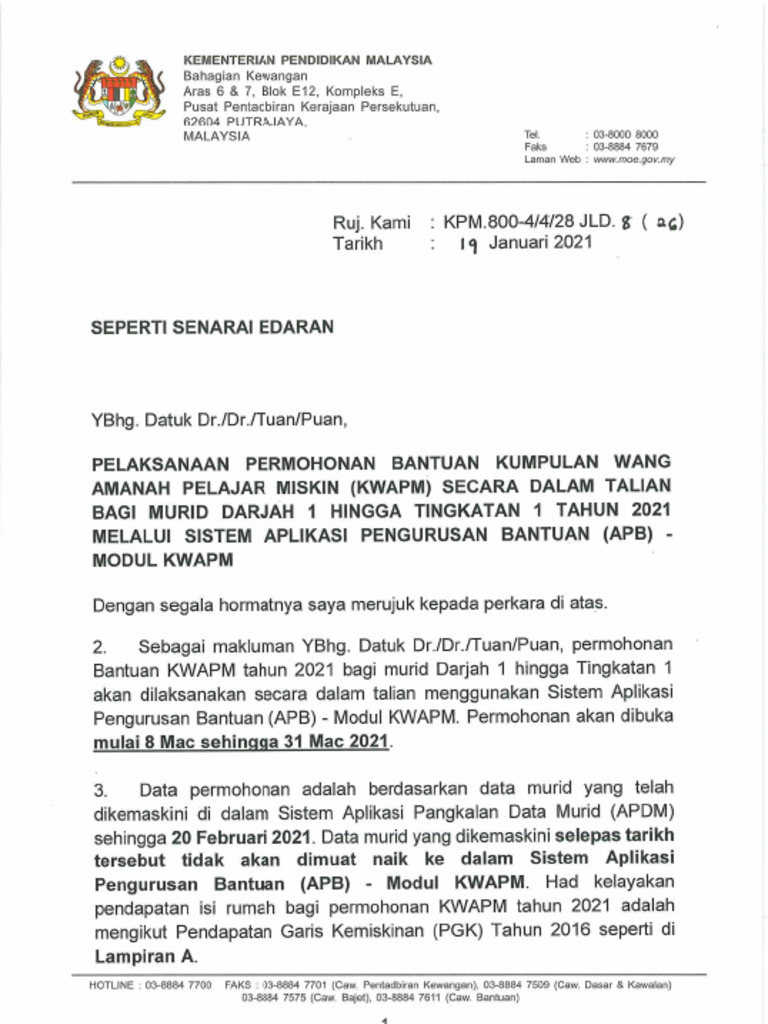 Surat Pelaksanaan Permohonan Kwamp | PDF