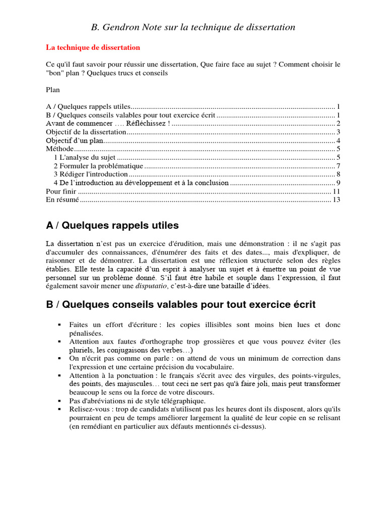 Technique de Dissertation | PDF