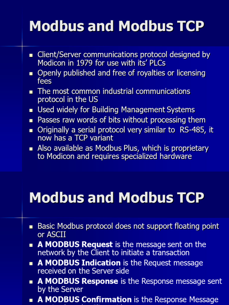 Modbus and Modbus TCP | PDF | Transmission Control Protocol | Programmable Logic Controller