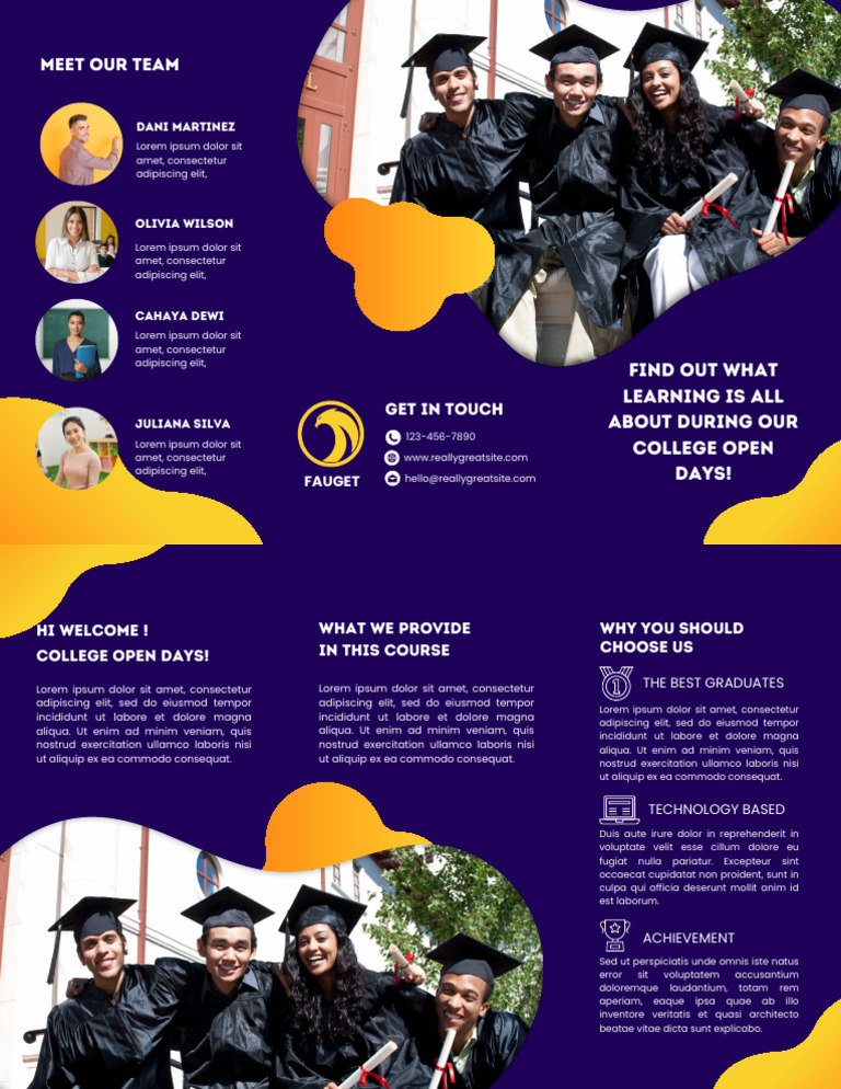 Blue and Yellow Modern College Open Days Brochure | PDF