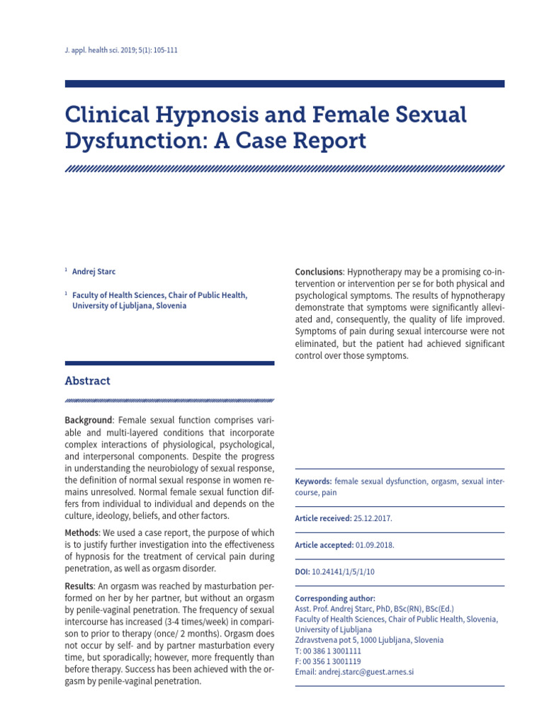 Clinical Hypnosis And Female Sexual Dysfunction Pdf 4123