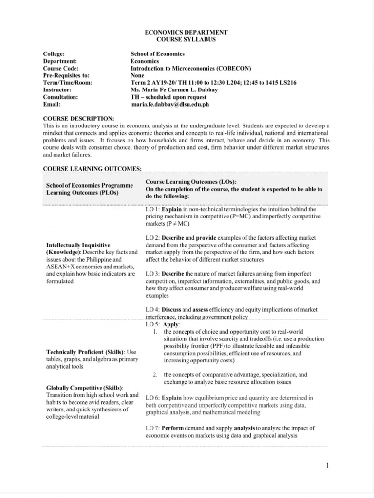 COBECON:ECONMIC Syllabus | PDF