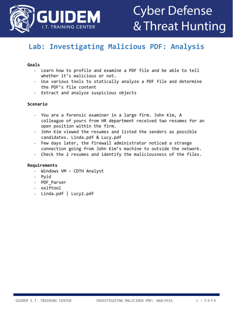 Basic PDF Word Document Analysis | PDF | Java Script | Malware