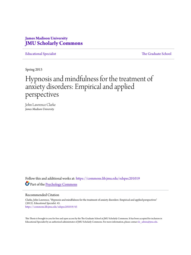 Hypnosis & Mindfulness for Anxiety | PDF | Hypnosis | Cognitive Behavioral Therapy