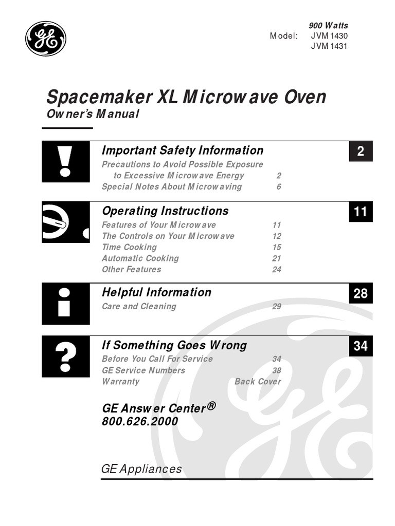 Spacemaker XL Microwave Oven: Owner's Manual | PDF