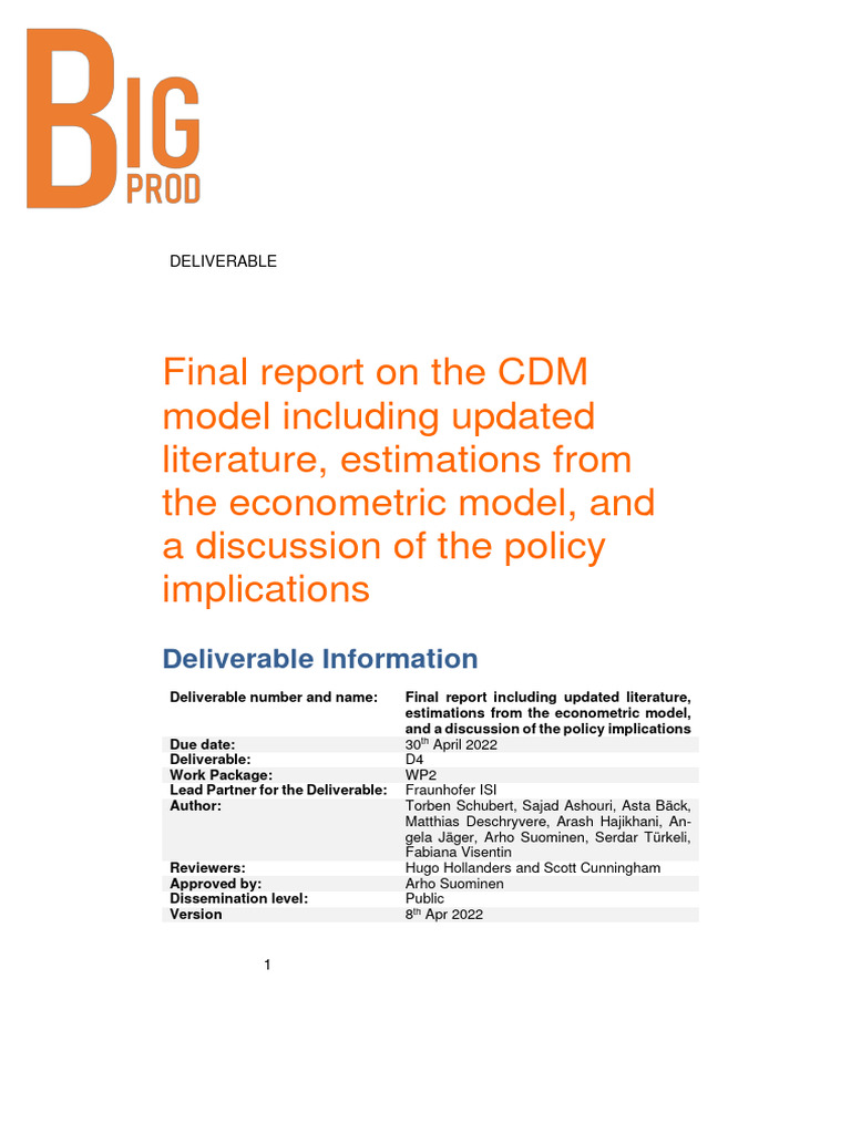 D4 - Final Report On The CDM Model Including Updated Literature - Final | PDF | Computers
