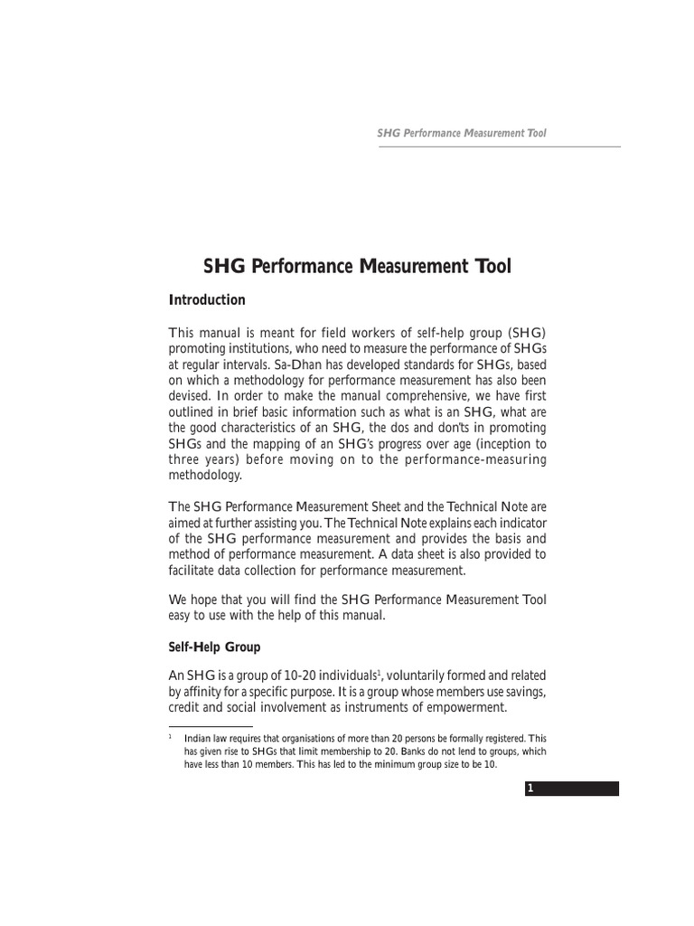 SHG Performance Measurement Guide | PDF | Finance & Money Management