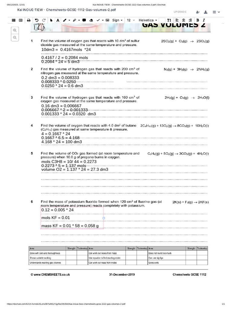 Kai INOUE-TIEW - Chemsheets-GCSE-1112-Gas-volumes-2.pdf - DocHub | PDF
