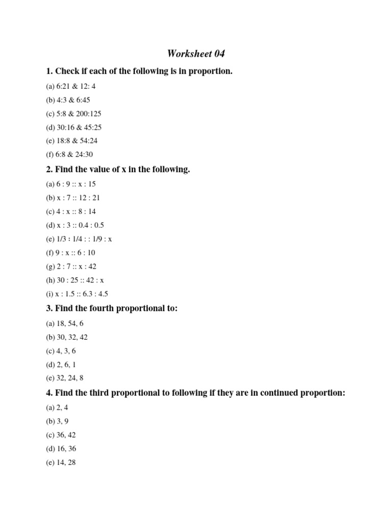 Ratio and Proportion Exercises | PDF | Teaching Methods & Materials | Home & Garden