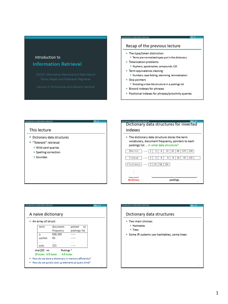 Lecture3 Tolerant Retrieval Handout 6 Per | PDF | Information Retrieval | Database Index