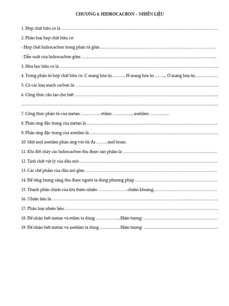 Chương 4. Hidrocacbon - Nhiên Liệu | PDF