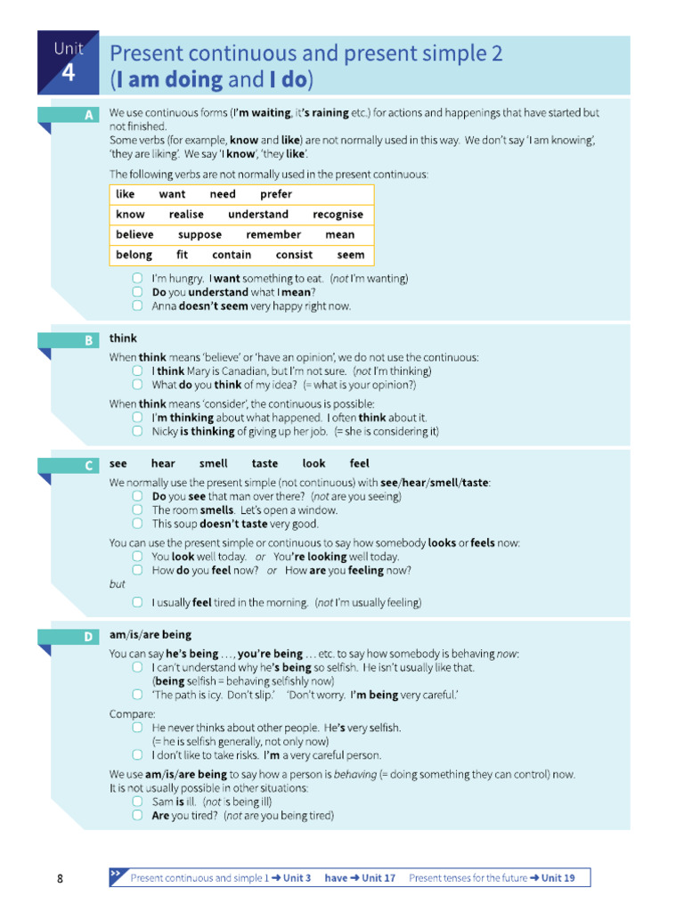 Present Continuous and Present Simple 2 | PDF