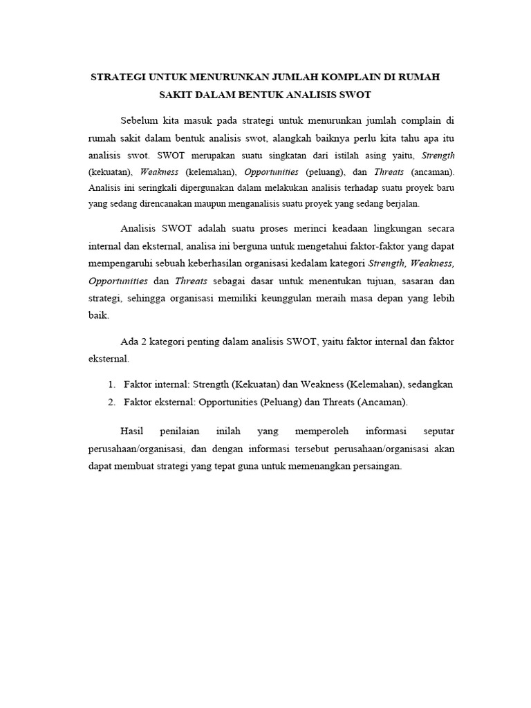 Paper Analisis Swot | PDF | Bisnis