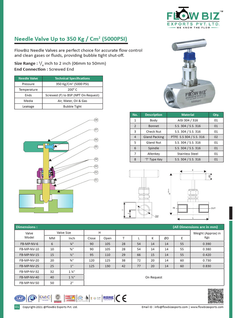 FlowBiz Needle Valve | PDF | Valve | Process Engineering