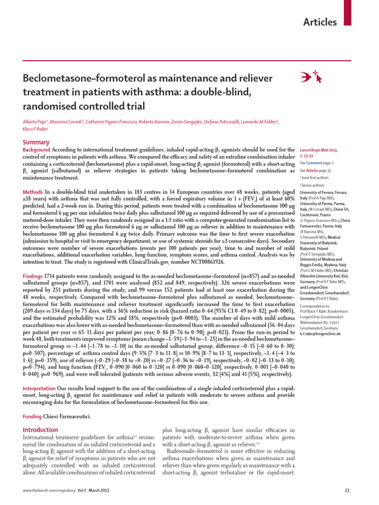 Beclometasone-Formoterol Asthma Trial | PDF | Asthma | Corticosteroid