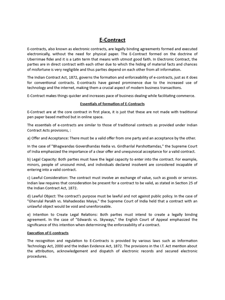 E-Contracts - Formation and Its Types | PDF | Computer Security | Security