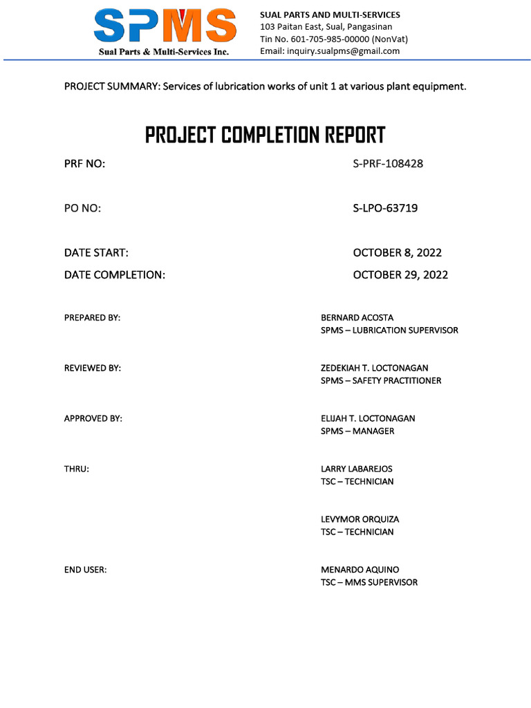 Unit 1 Completion Report | PDF | Manufactured Goods | Mechanical ...