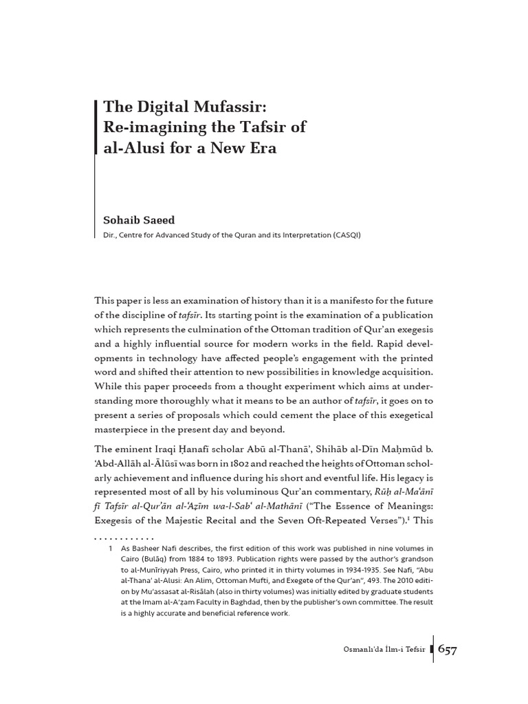 The Digital Mufassir (Re-Imagining The Tafsir of Al-Alusi For A New Era ... The Digital Mufassir (Re-Imagining The Tafsir of Al-Alusi For A New Era ...