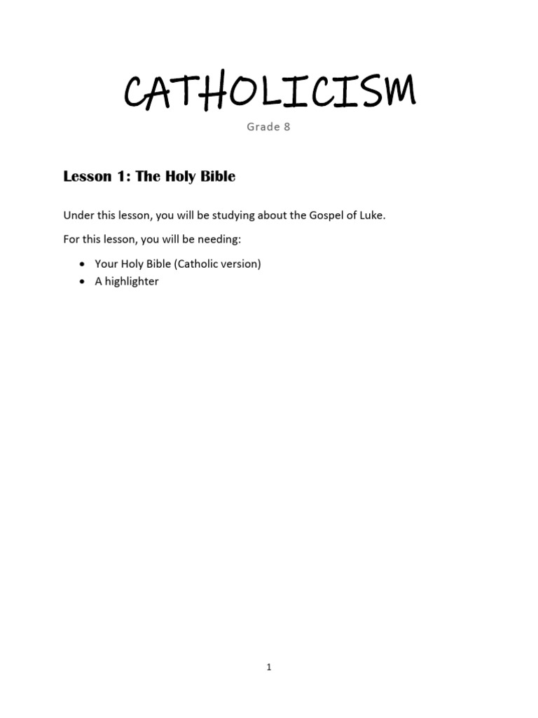 CATHOLICISM - Lesson 1 | PDF | Jesus | Ministry Of Jesus