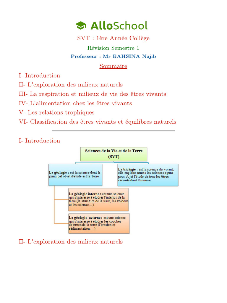 SVT 1ac Revision Semestre 1 4 | PDF