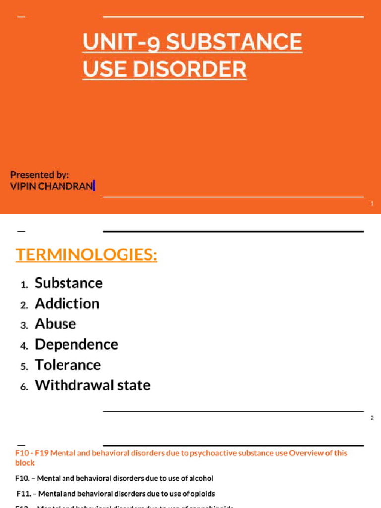 Unit 9 Substance Use Disorder | PDF