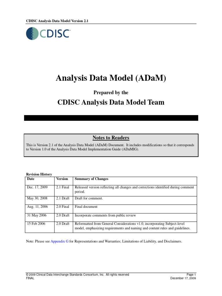 Analysis Data Model v2.1 | PDF | Metadata | Data Analysis