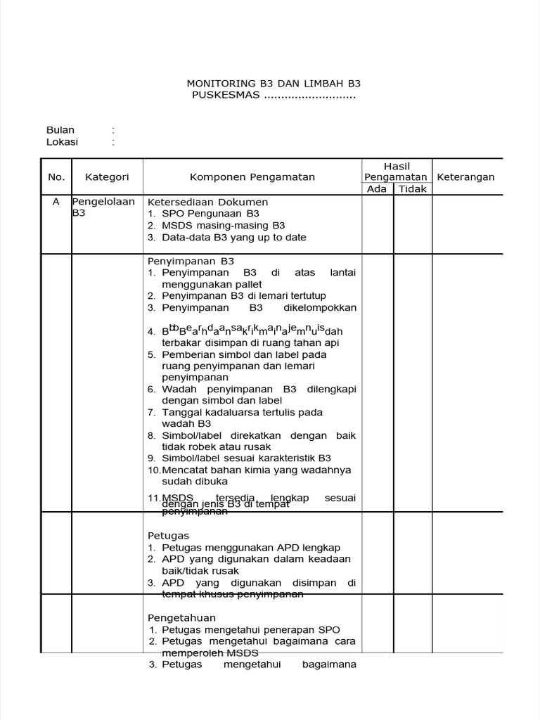 PDF Form Monitoring b3 Dan Limbah b3 | PDF