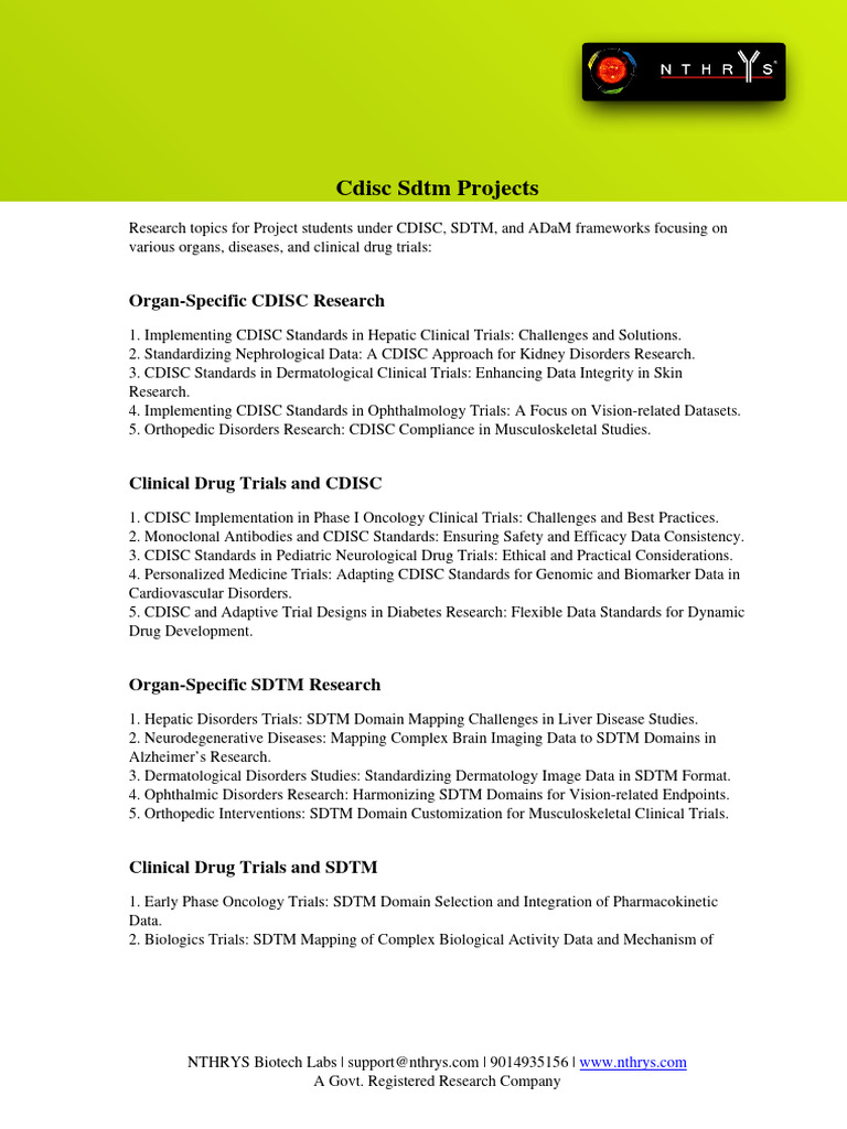 NTHRYS Cdisc SDTM Projects | PDF | Clinical Trial | Personalized Medicine