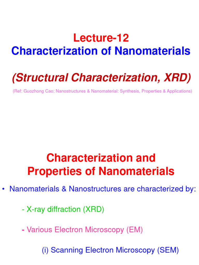 Characterization of Nanomaterials | PDF | Nanomaterials | X Ray ...