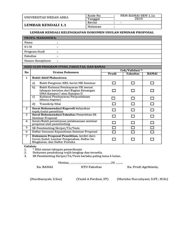 Lembar Kendali Sempro Terbaru | PDF