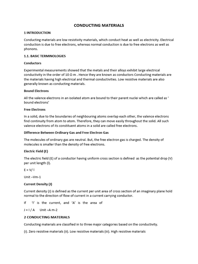 Conducting Materials | Download Free PDF | Electrical Resistance And ...