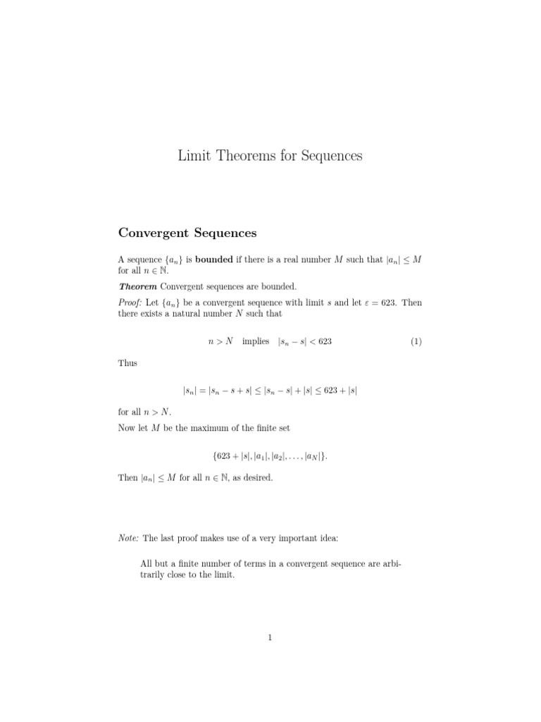 Limit Theorems For Sequences | PDF | Sequence | Infinity