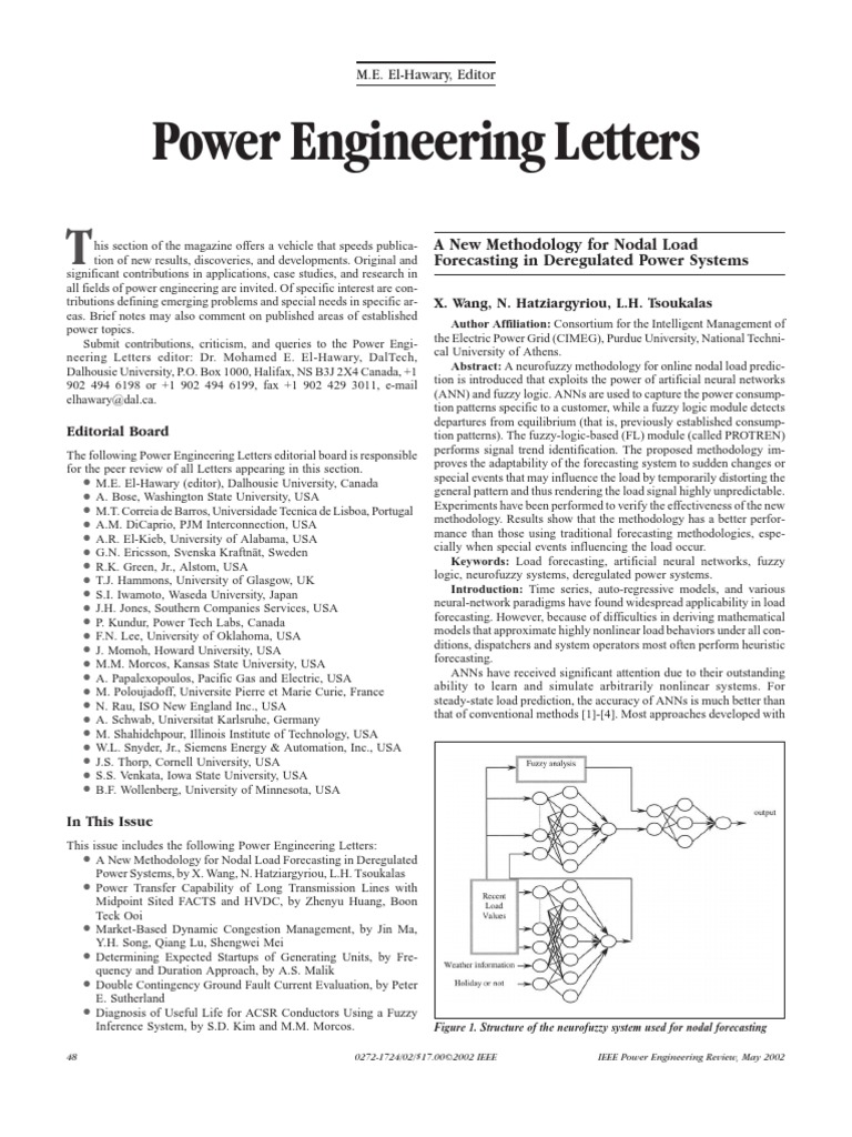 Power Engineering Letters: A New Methodology For Nodal Load Forecasting ...