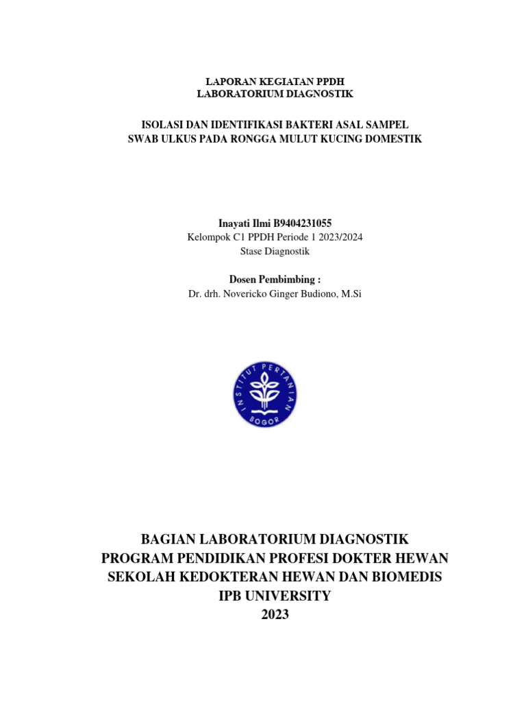Isolasi Bakteri dari Swab Mulut Kucing | PDF | Sains & Matematika