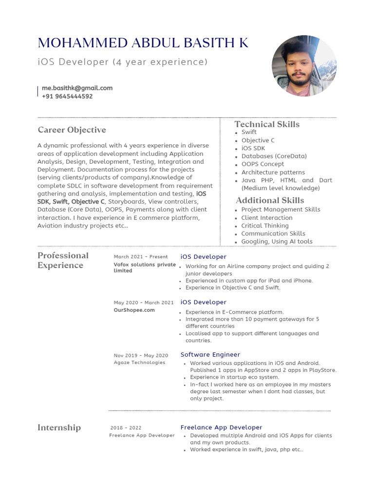 Mohammed Abdul Basith K | PDF | Ios | Swift (Programming Language)
