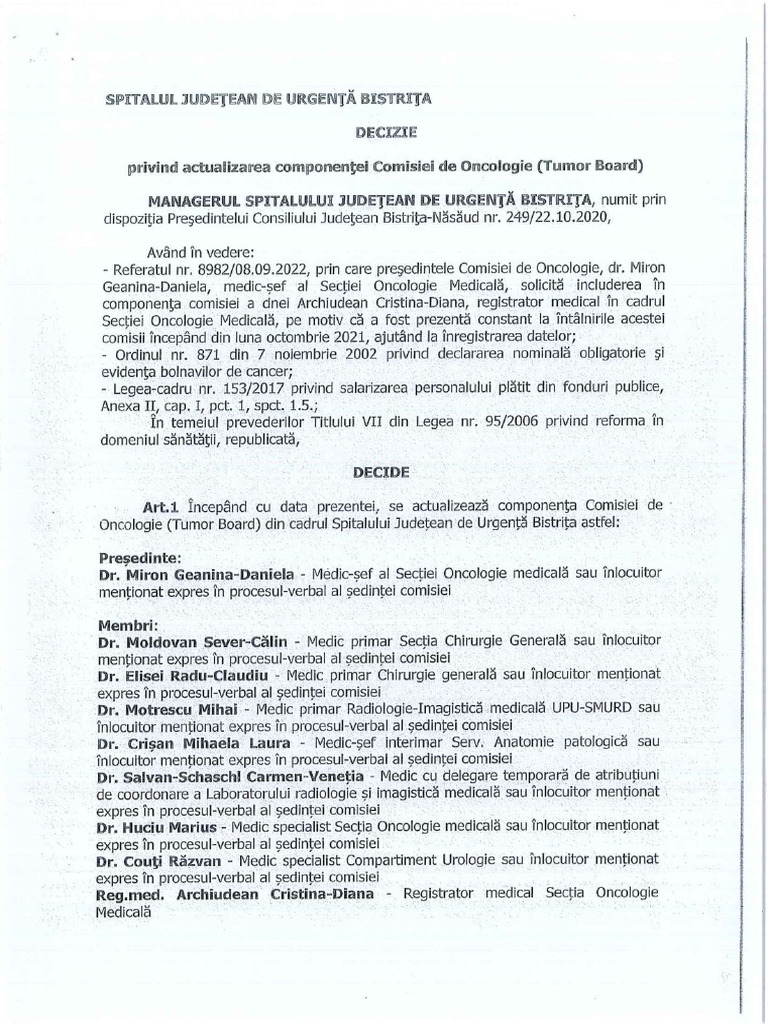 E Comisia de Oncologie | PDF
