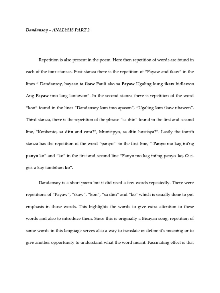 Dandansoy ANALYSIS PART 1 | PDF | Poetry | Writing