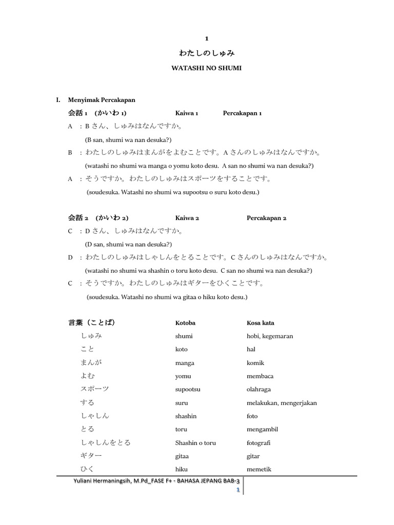 Materi Literasi-3a-Bahasa Jepang-Fase F+ | PDF