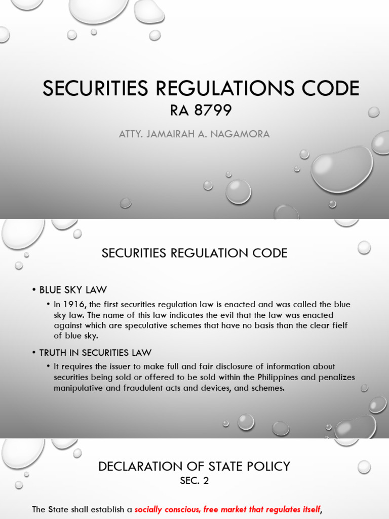 Securities Regulations Code | PDF