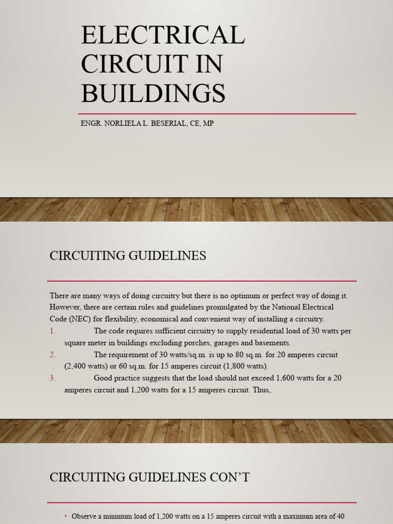 Lecture 4 - Electrical Circuit in Buildings | PDF