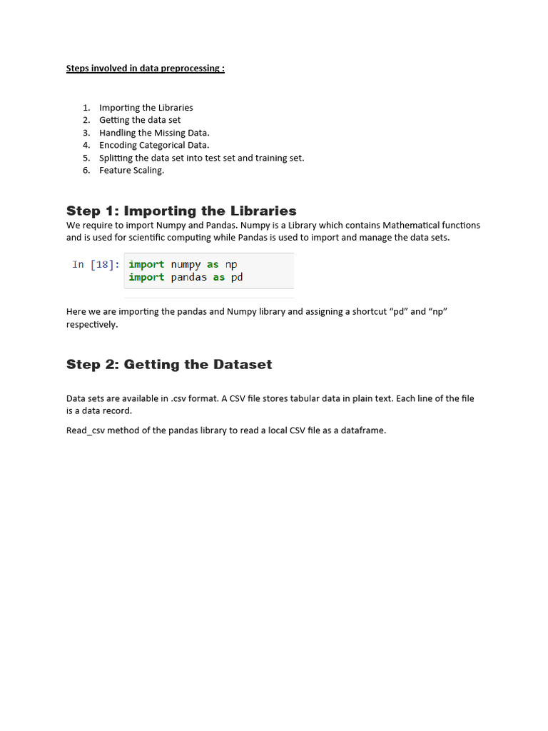 Steps Involved In Data Preprocessing Pdf