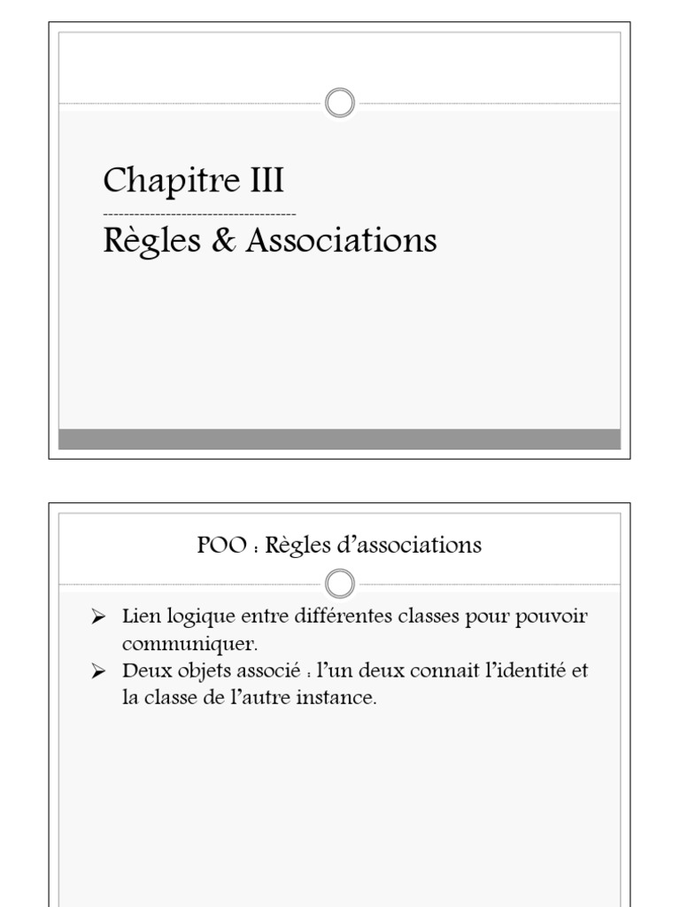 Chap3 (JAVA) - Régles & Associations | PDF