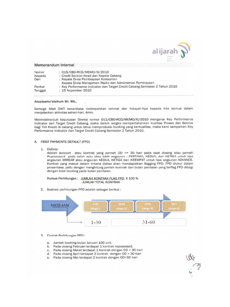 Memo Internal Kpi Credit 2010 | PDF