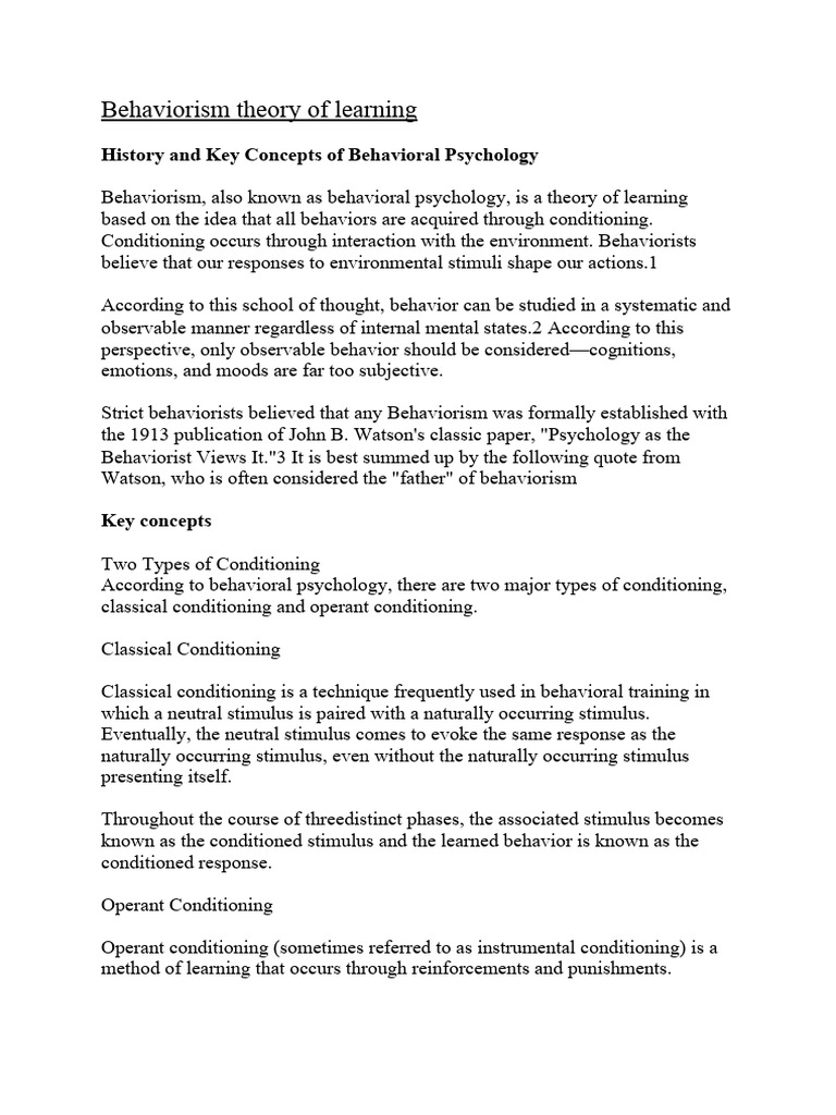 Behaviorism Theory | PDF | Constructivism (Philosophy Of Education) | Behaviorism