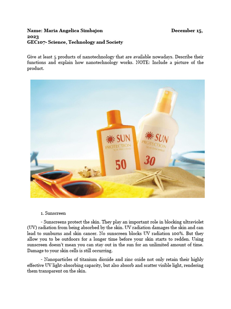 Nanotechnology Products | PDF | Ultraviolet | Sunscreen